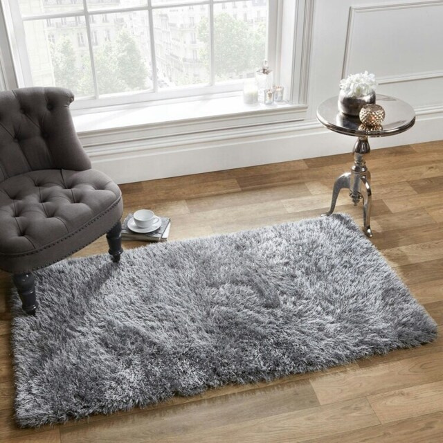 Sienna Soft Sparkle Thick Pile Non-Shed Shaggy Floor Rug, 120X170Cm ...