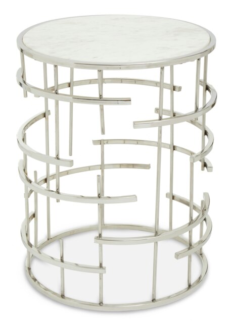 Interiors by Premier Marble Top White Side Table, Open Design Frame ...