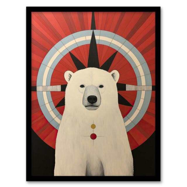 Find Your North Star Polar Red Bear Home Decor Black Framed Wall Art ...