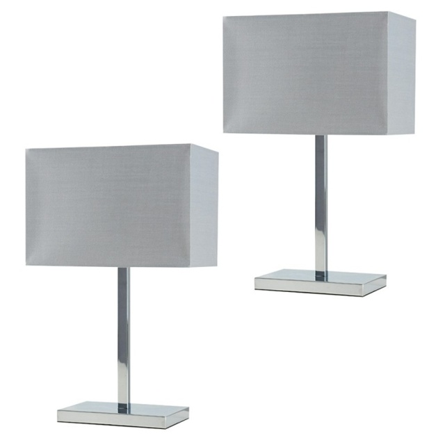 Valuelights Dewy Pair Of - Modern Polished Chrome Square Tube Table ...