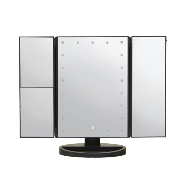 Interiors By Premier Versatile Tri Fold Black Led Table Mirror, Tri ...