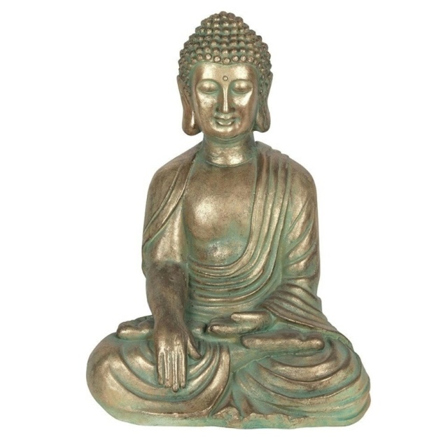 Something Different Sitting Garden Buddha Verdigris Statue - Gold - 52 ...