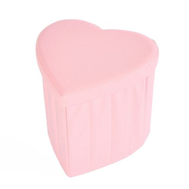 Ohs Heart Shaped Faux Leather Foldable Storage Organiser Ottoman ...