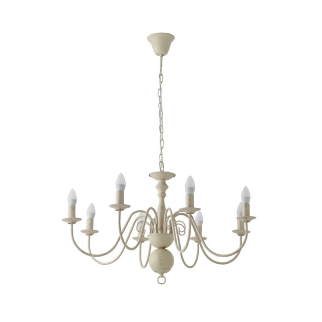 ValueLights Gothica Flemish Style 8 Way Ceiling Light Distressed White ...