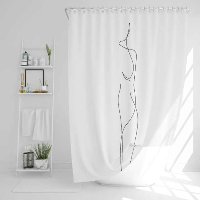 Line Art Drawing Of Woman (Shower Curtain) by Tesco - Marketplace ...