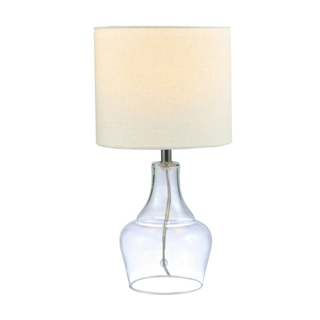 Modern Transparent Glass Lamp With Natural Linen Fabric Shade And Clear ...