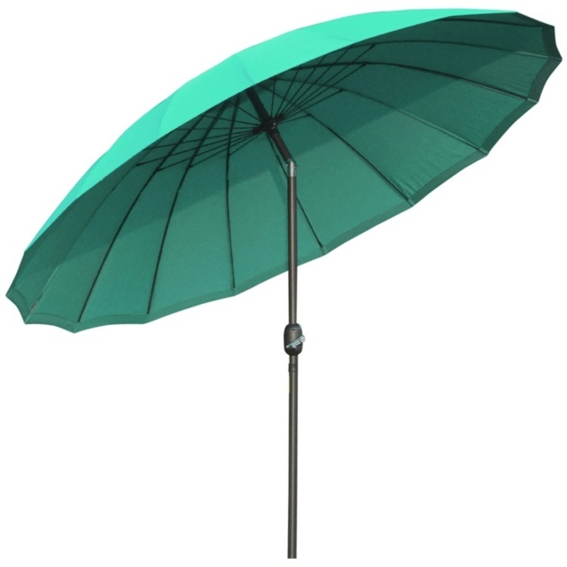 Outsunny 2.5M Round Curved Adjustable Parasol Sun Umbrella Pole Green ...