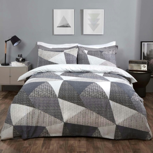 Dreamscene Geometric Textured Duvet Cover And Pillowcase Set, Single ...