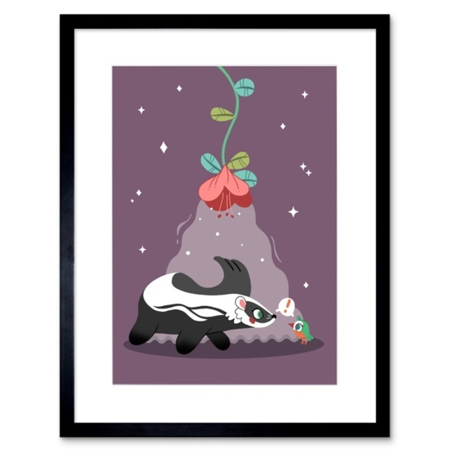 "Cute Badger Bird Cartoon Kids Bedroom 9X7"" Black Framed Wall Art ...