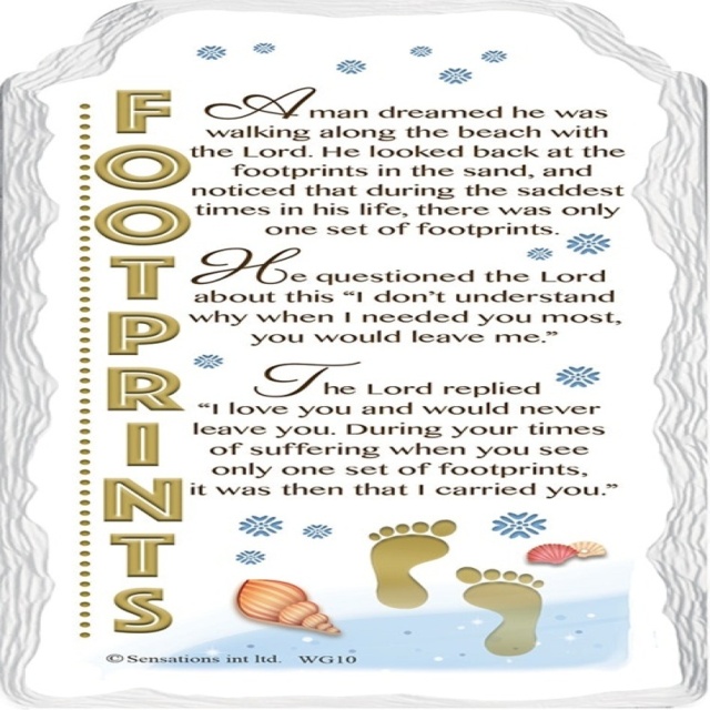 Footprints Sentimental Handcrafted Ceramic Plaque by Tesco ...