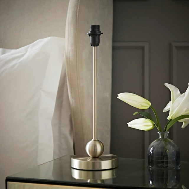 ValueLights Modern Brushed Chrome Single Stem Metal Ball Table Lamp ...