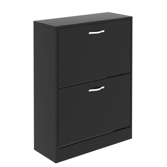 Vida Designs 2 Drawer Shoe Cabinet Shoe Rack Storage Cupboard, Black by ...