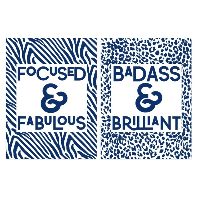 Set Of 2 Focused Fabulous Badass Brilliant Zebra Leopard Office Wall ...