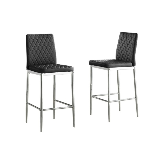 Furniturebox 2X Milan Black Leather Silver Leg Bar Stools by Tesco ...