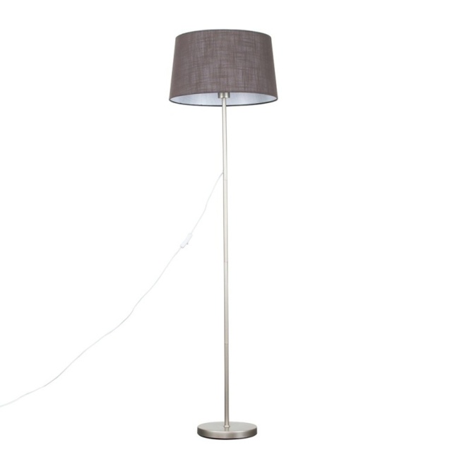 Valuelights Charlie Modern Stem Brushed Silver Floor Lamp With Grey ...