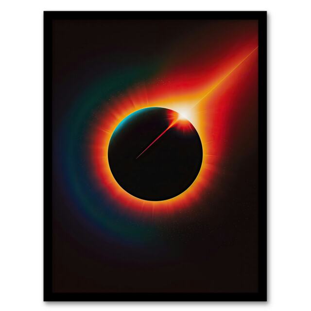Total Solar Eclipse Orange Ring Fire Black Framed Wall Art Print A4 by ...