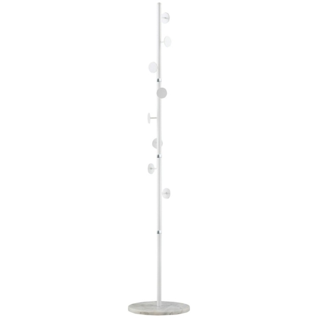 Homcom Steel Coat Stand Rack Marble Base 8 Hook For Entryway,white by ...