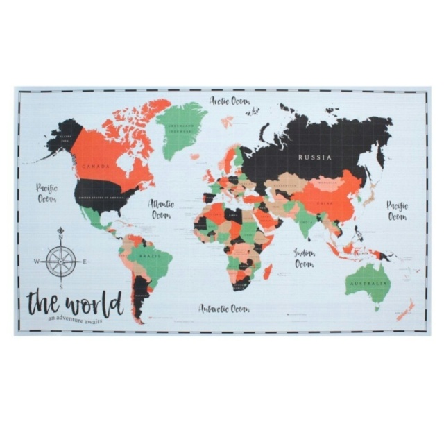 Something Different Adventure Awaits World Reveal Map Poster - Blue ...