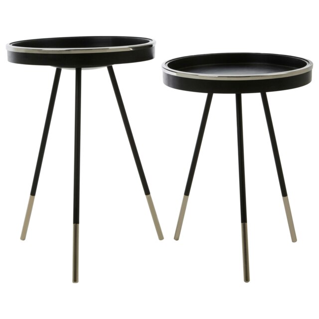 Interiors by Premier Modern Monochrome Set of 2 Side Tables, Round ...
