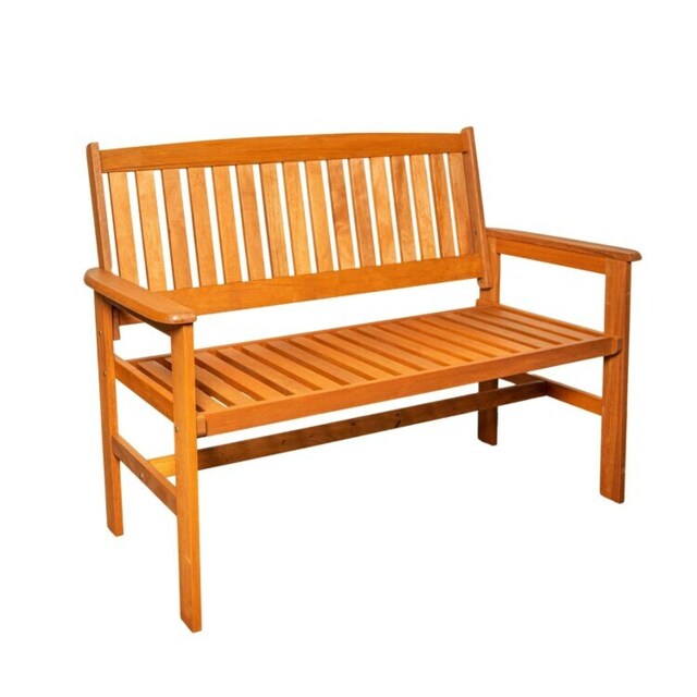 2 Seater 120Cm Wide Traditional Hardwood Garden / Patio Bench by Tesco ...