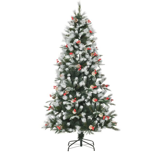 HOMCOM 6FT Artificial Snow Dipped Christmas Tree Xmas Holiday Pencil ...