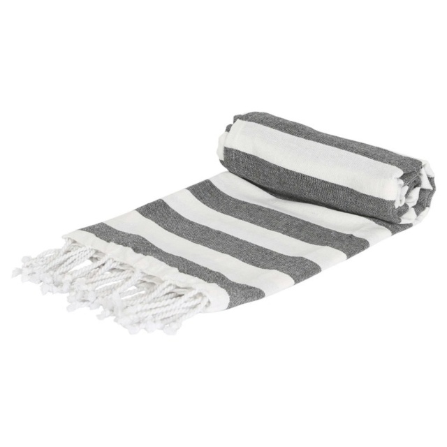 Nicola Spring Cotton Turkish Beach Towel - 170Cm X 90Cm - Charcoal ...