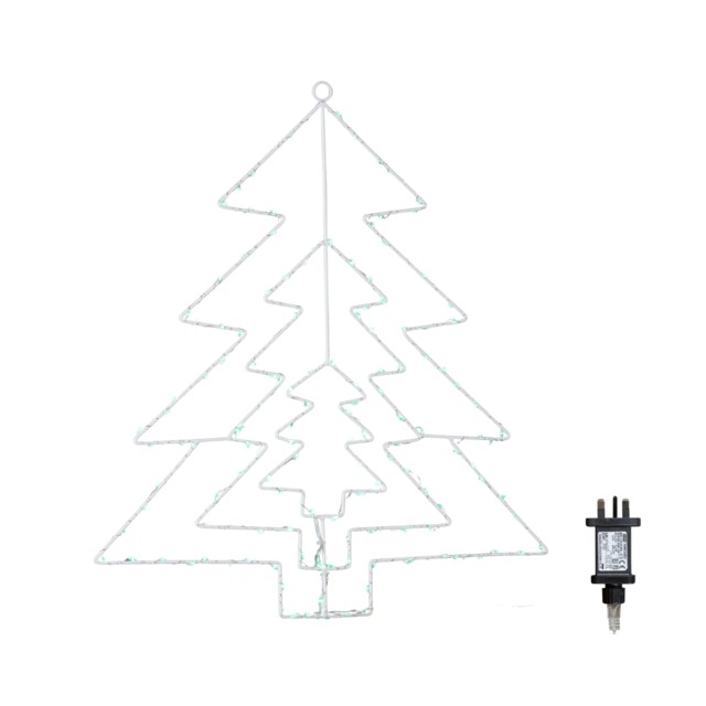 50cm light up 3 layered christmas tree with 150 multi-action green leds ...