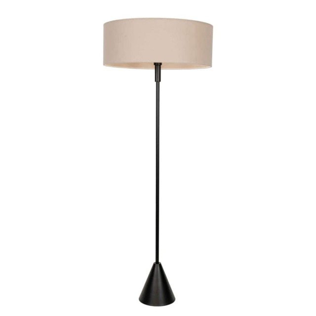 Valuelights mitch natural linen squat lamp shade black wood triangle ...