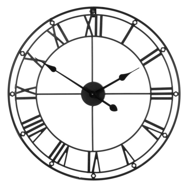 Interiors By Premier Baywood Matte Black Metal Wall Clock by Tesco ...