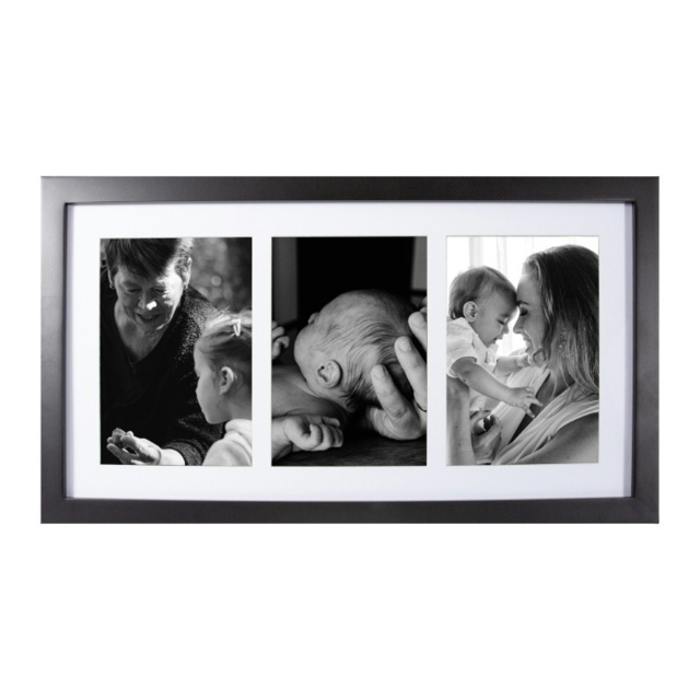 Classic Designer Mat Black Mdf Triple Picture Frame Free Standing Or ...