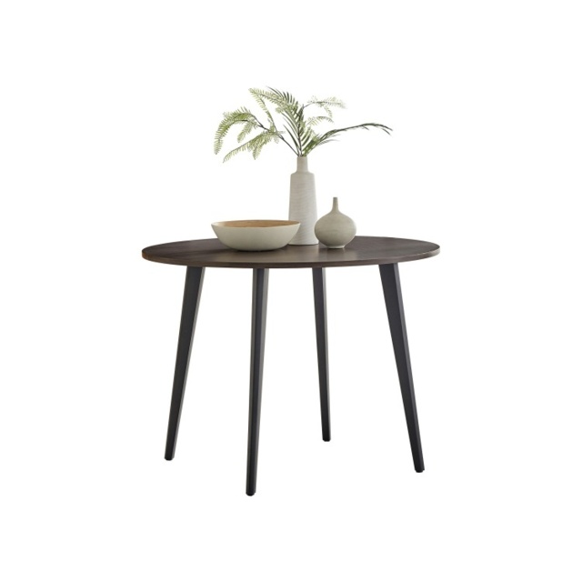 Furniturebox Koko Walnut Wood Effect Round Dining Table Black Legs ...