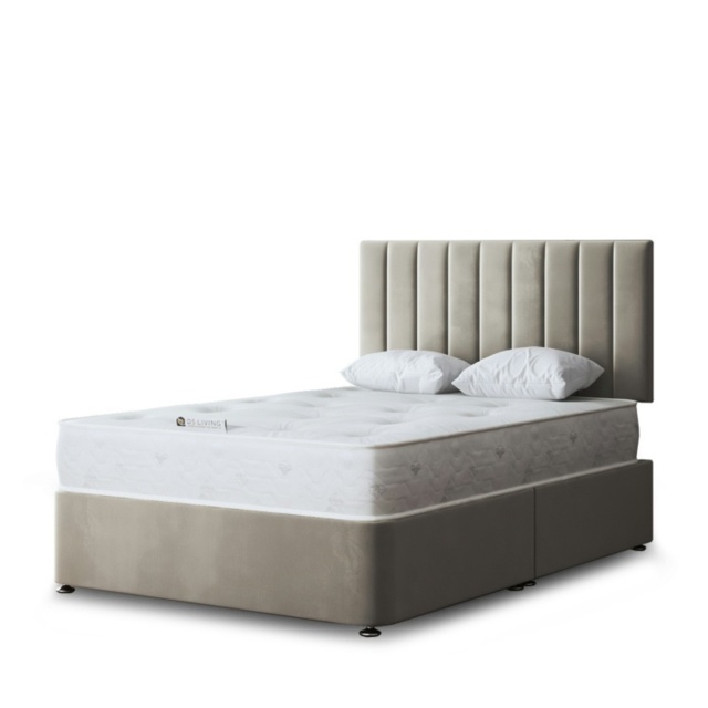 Amelia Divan Bed With Upholstered Headboard - Beige - Small Double by ...