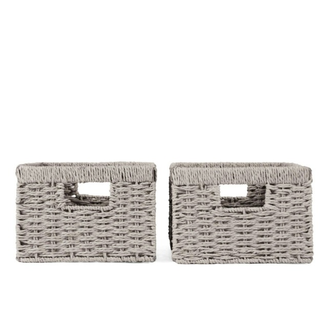 Ohs 2 X Foldable Paper Rope Storage Organiser Wicker Hamper Baskets ...