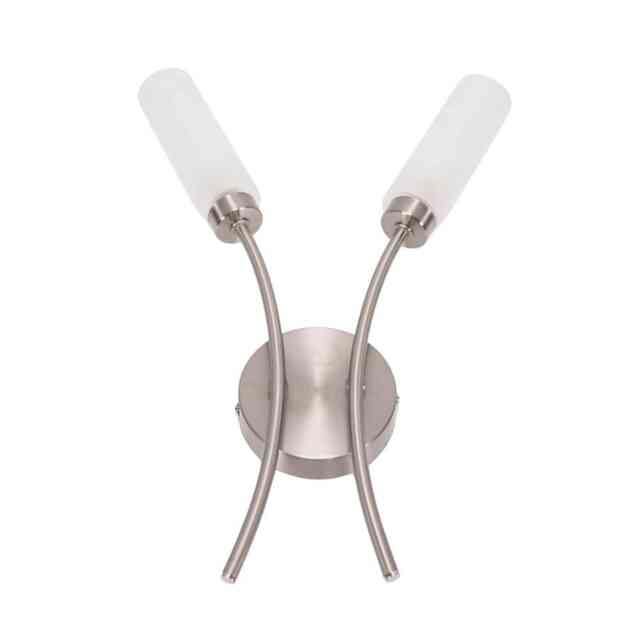 ValueLights Maya Brushed Chrome 2 Way Curved Wall Light & Bulbs Silver ...