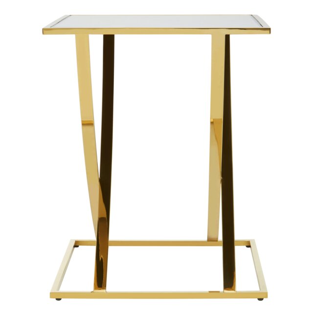 Interiors by Premier Stylish Gold Finish Side Table, Glass Mirrored Top ...