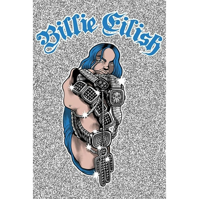 Billie Eilish Bling 125 Poster - Silver/blue - One Size by Tesco ...
