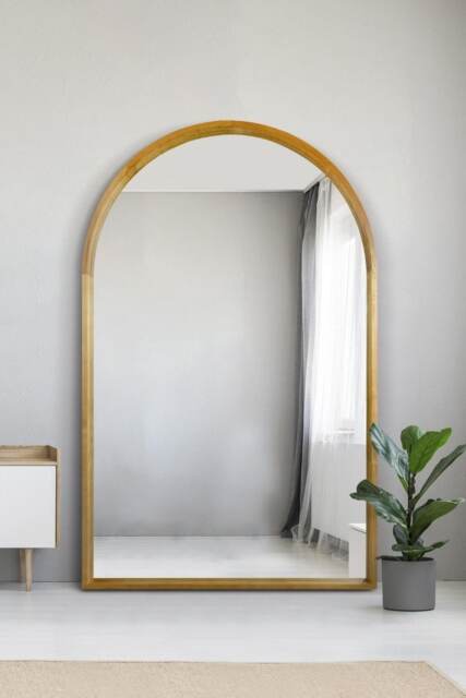 "The naturalis - solid oak framed arched leaner / wall mirror 75"" x 47 ...