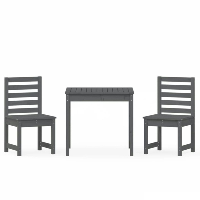 3 Piece Garden Bistro Set Grey Solid Wood Pine by Tesco - Marketplace ...