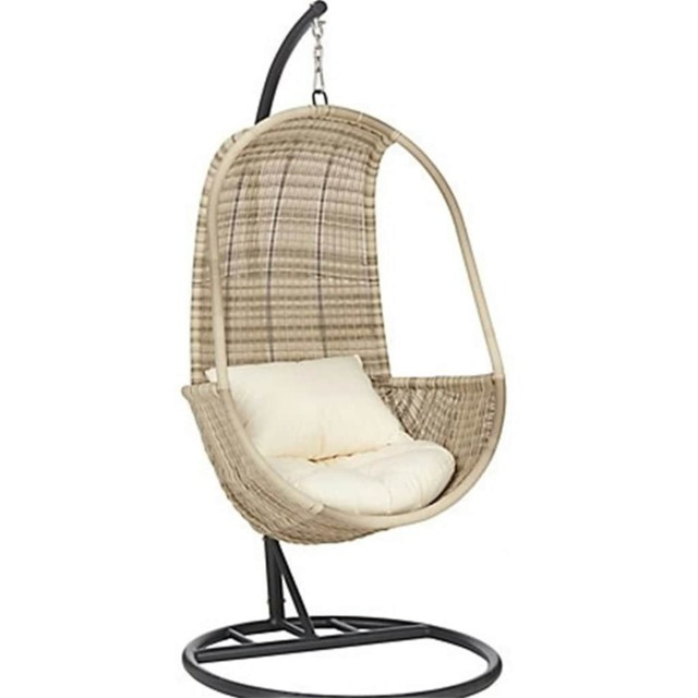 Deluxe Rattan Hanging Pod With Seat And Back Cushions (3mm Round Weave ...