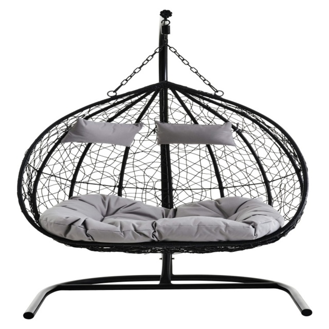 Interiors By Premier Versatile Double Black Hanging Chair, Plush ...