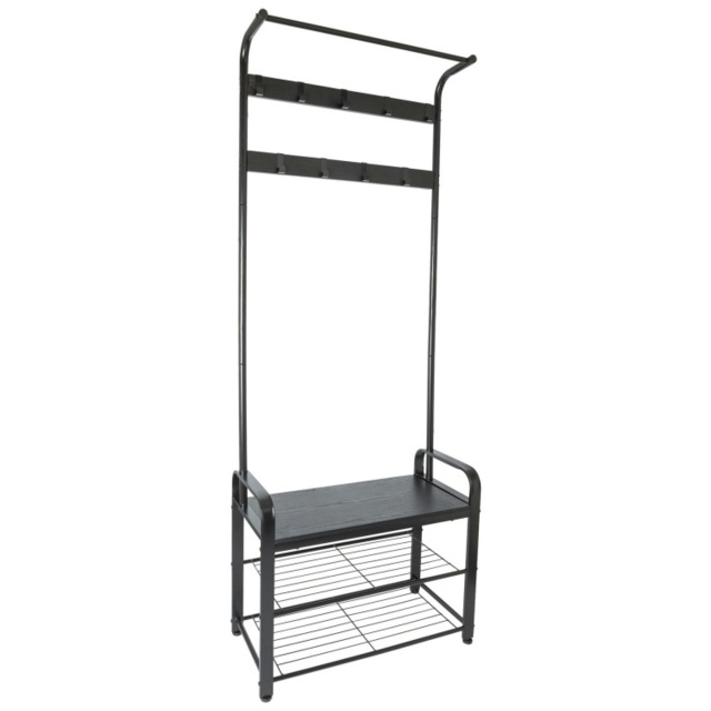Harbour Housewares Curved Steel Coat Rack With Shoe Storage Bench ...