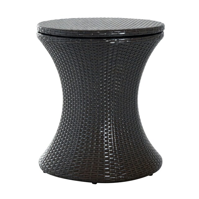 Outsunny PE Rattan Ice Bucket Table, Height Adjustable Liftable Outdoor ...