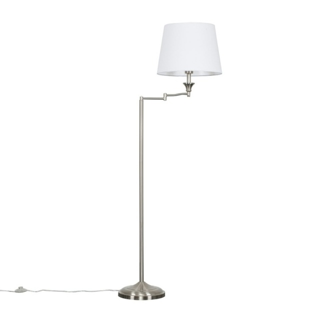 Valuelights Sinatra Brushed Silver Floor Lamp With Medium White Tapered ...