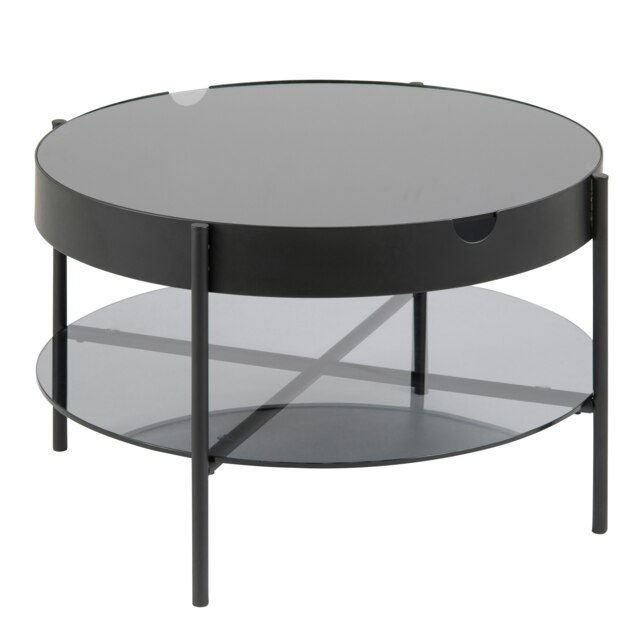 Tipton Round Coffee Table in Black with Smoked Glass Top 75cm by Tesco ...