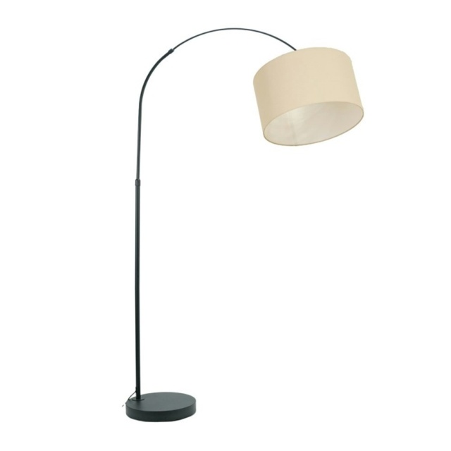 Valuelights Louis Black Arched Curved Floor Lamp With Natural Fabric ...