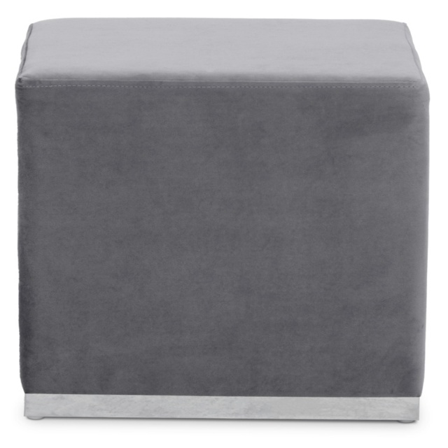 Interiors By Premier Grey And Silver Square Footstool, Velvet Ottoman ...