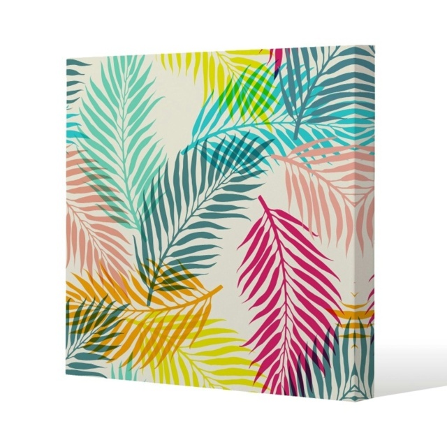 Multi Coloured Tropical Leaves (Canvas Print) 101 X 101 X 4Cm by Tesco ...