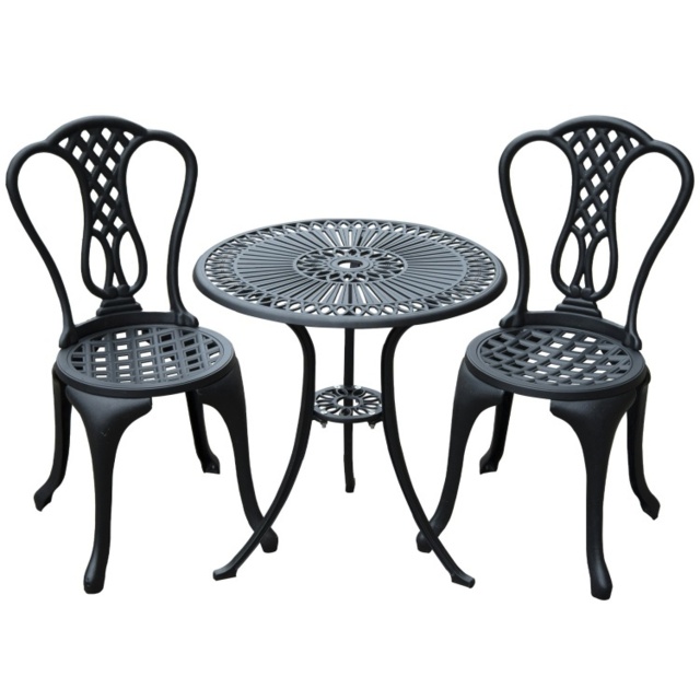 Outsunny Garden Bistro Set Outdoor Table Chairs Aluminium Patio Lawn by ...