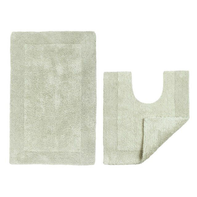Elegance Reversible Heavyweight Bath Mat and Pedestal Set Green Sage ...