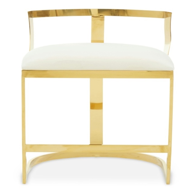 Interiors By Premier Ivory Velvet Bar Stool, Gold Finish Bar Chair ...